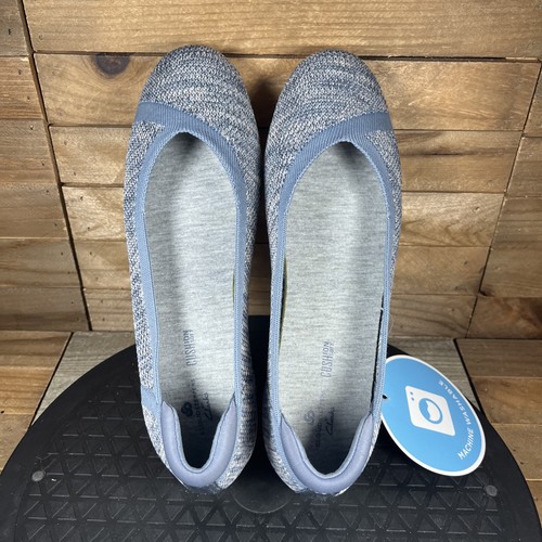 Clarks Womens Size 7 Carly Wish Blue Knit Flat Comfort Casual Slip On ...