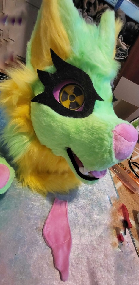 Premade Fursuit Mini Partial~Fursuit Head And Handpaws~toxic Themed ...