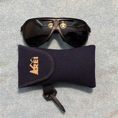 REI Glacier Black Sunglasses Side Shields Climbing Mountaineering Blue ...