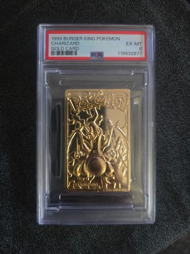Pokemon Cards 23K Gold Plated CHARIZARD Trading Card 1999 Burger King ...