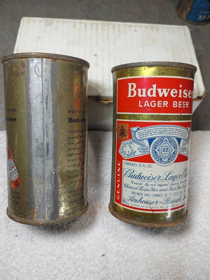 Budweiser 2pc lot flat top can beer can , EMPTY | eBay