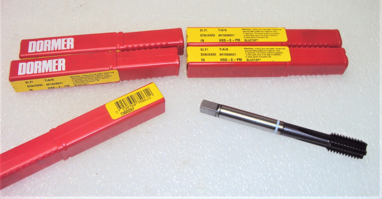 (5) Dormer White Shark 1/2-13 Straight Flute Bottom Tap HSS-E-PM TiAIN ...