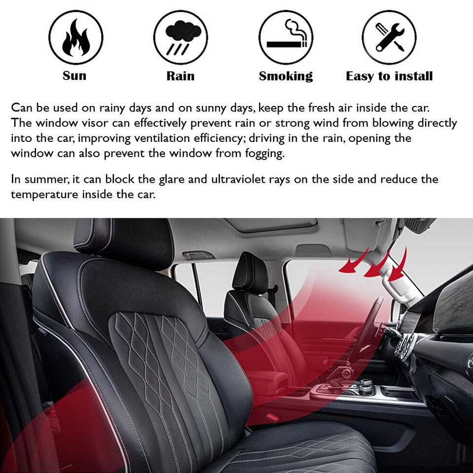 Car Window Vent Visor Deflector Shade Sun/Rain for 2011-2016 BMW 5 ...