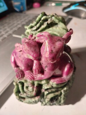 RUBY & ZOISITE DOUBLE RABBITS W/ STAND - SEE PICTURES BELOW | eBay