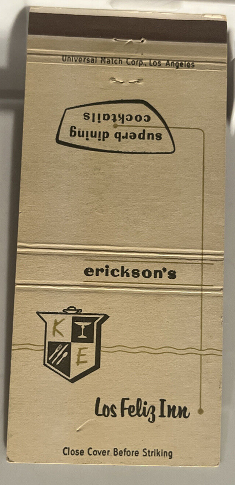 Los Feliz Inn on Hillhurst Hollywood Los Angeles Vintage Matchbook ...