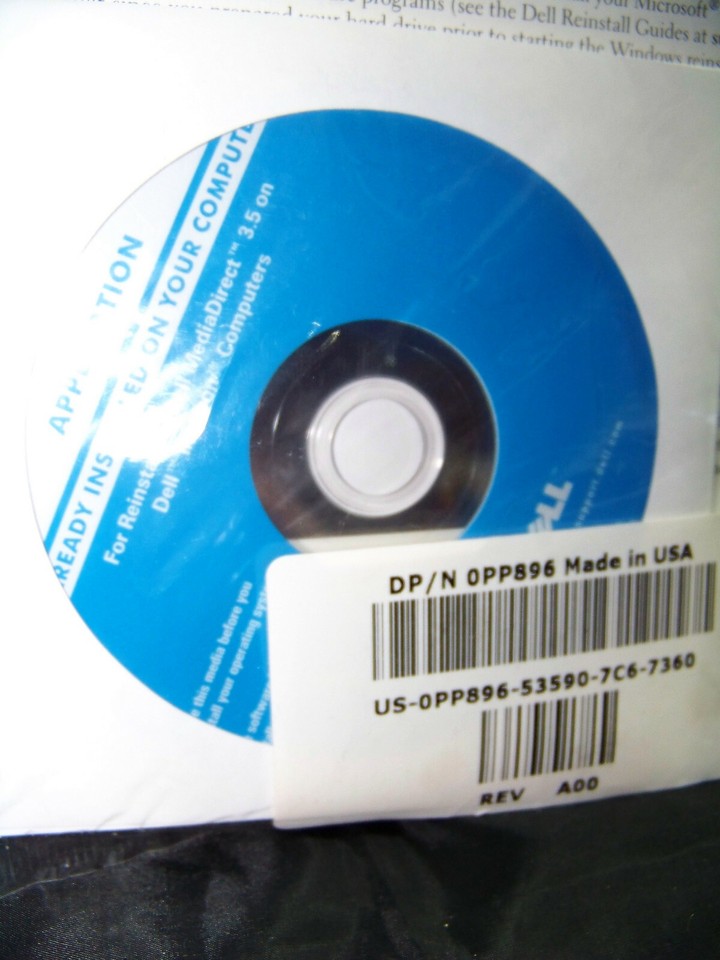 DELL MediaDirect 3.5 Reinstall DVD W/ Owner's Manual, # 0PP896 NEW ...