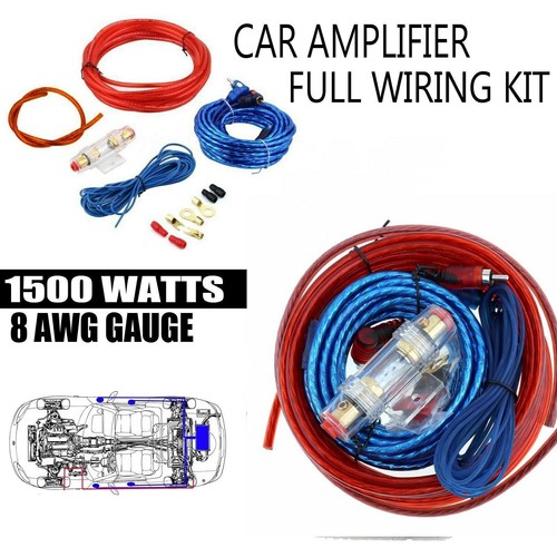 1500w 8GA Car Audio Subwoofer Amplifier AMP RCA Wiring Kit Wire Cable ...