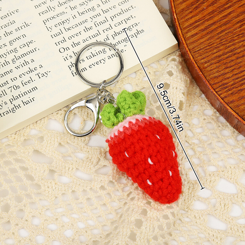 Handmade Knitted Keychain Keyring Crocheted Fruit Pendant Handbag ...