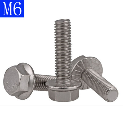 6mm M6 A2-70 304 stainless steel Flanged Hex Head Bolts Flange Hexagon ...