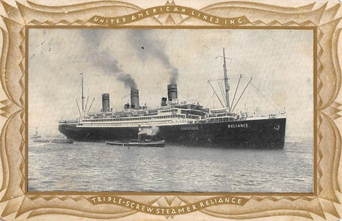 SS RELIANCE AT SEA ~ UNITED AMERICAN SHIP LINE, used with Paquebot ...