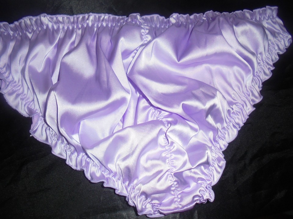 Womens vintageLUX silkySATIN Panties 32 to 50 " w cd/tv FRILLY 18 lilac ...