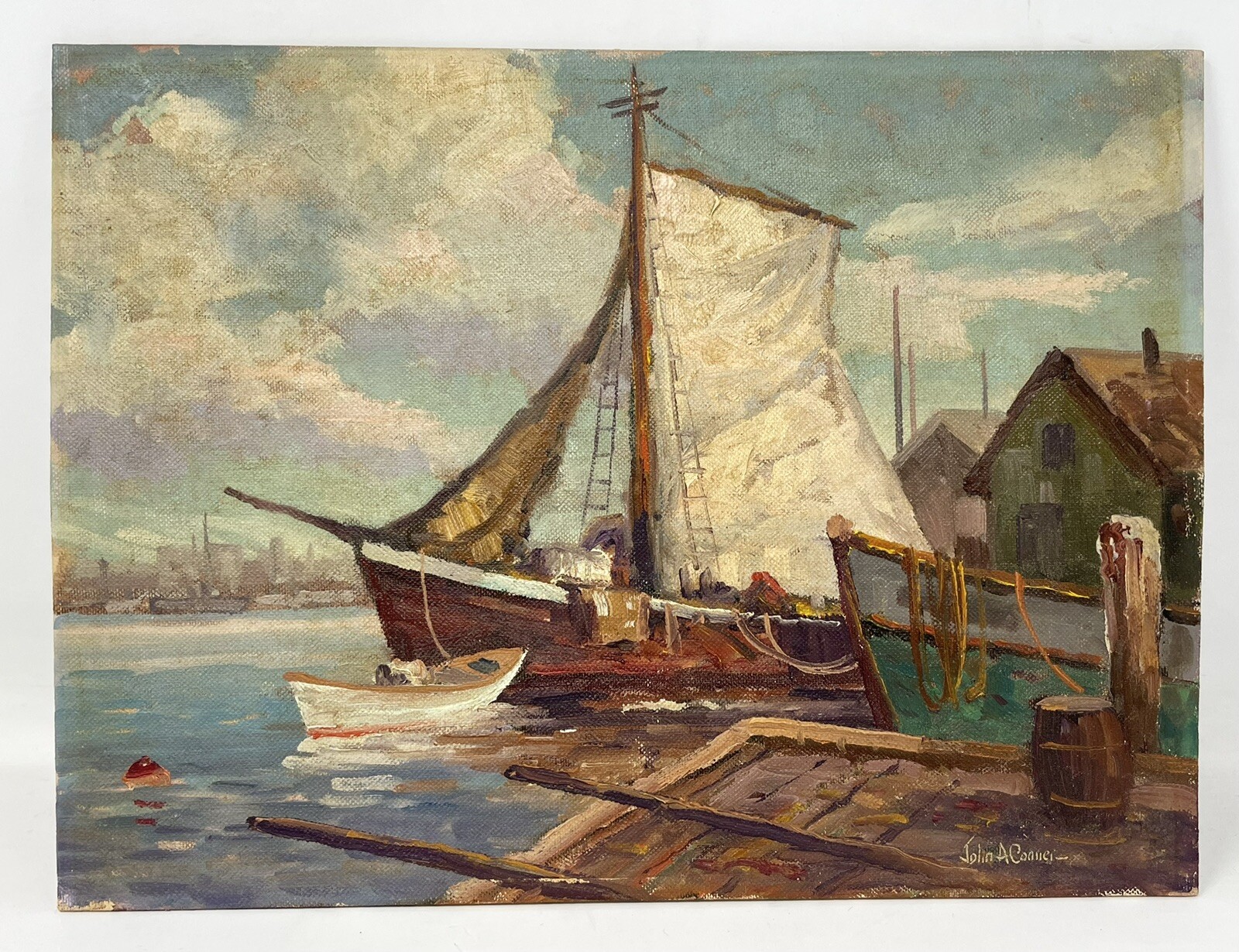 John Anthony Conner Harbor Scene Oil Painting California Plein Air ~ 9 ...