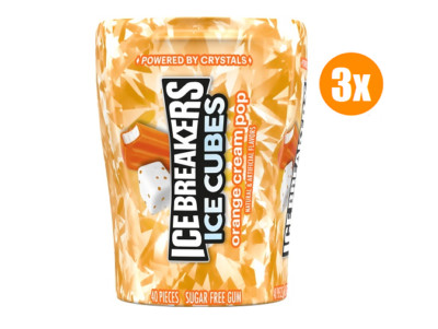 New ! ICE BREAKERS ICE CUBES Orange Cream Pop Sugar Free Gum 3.24oz ...