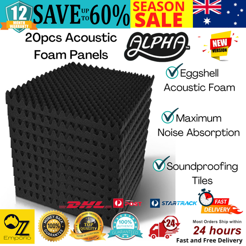 Alpha 20pcs Acoustic Foam Panels Studio Sound Absorption Eggshell ...