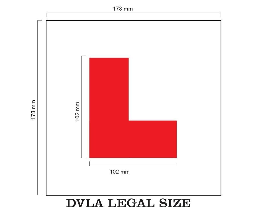 2 X LEARNER STICKER L Plate Stickers Legal DVLA size Self Adhesive ...