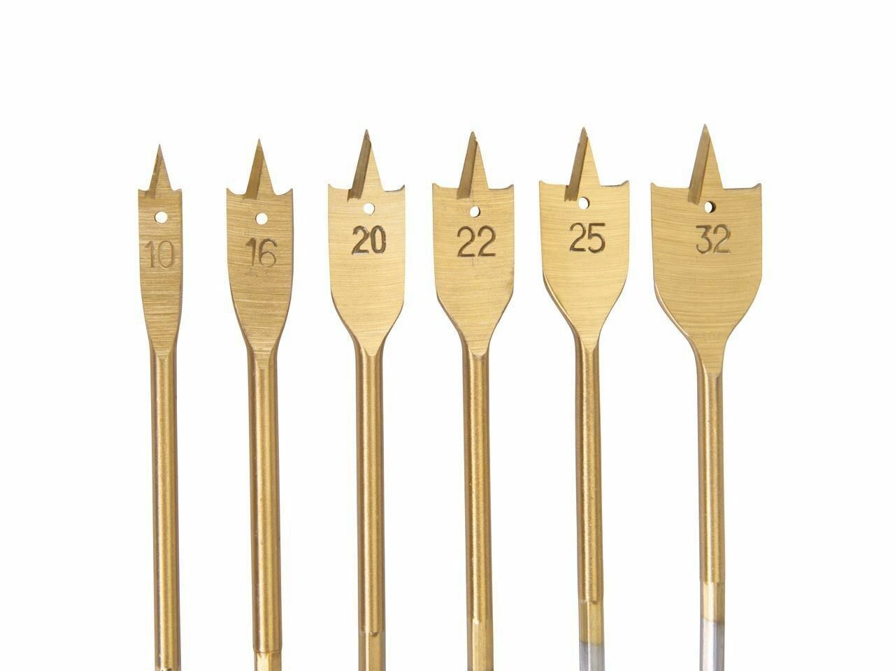 Titanium Coated Zip bit Flat Wood Bit set 10 16 20 22 25 32 mm 6 piece ...