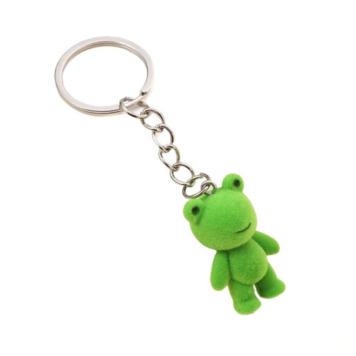 3D Flocking Frog Keychain Little Frog Animals Keyring Bag Pendant ...
