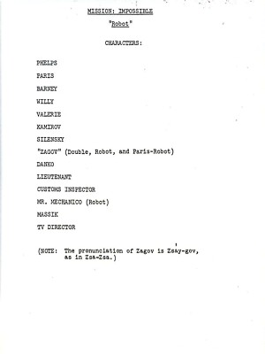 Mission Impossible Script "Robot" by Howard Berk Final Draft 1969 | eBay