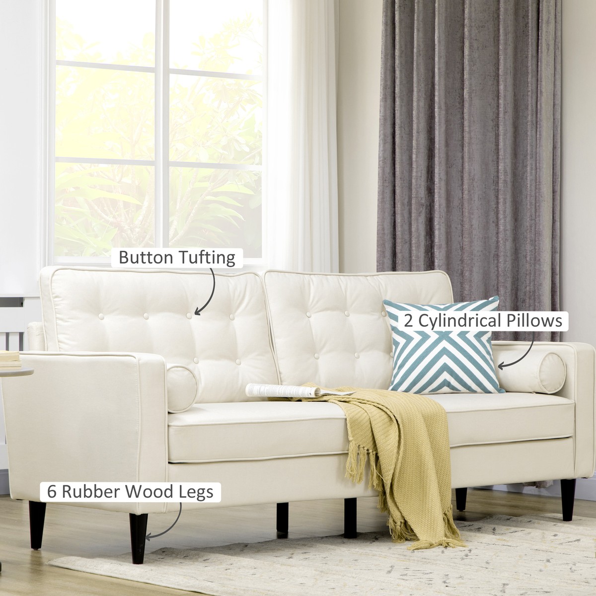 Small Sofa Wooden Legs | Baci Living Room