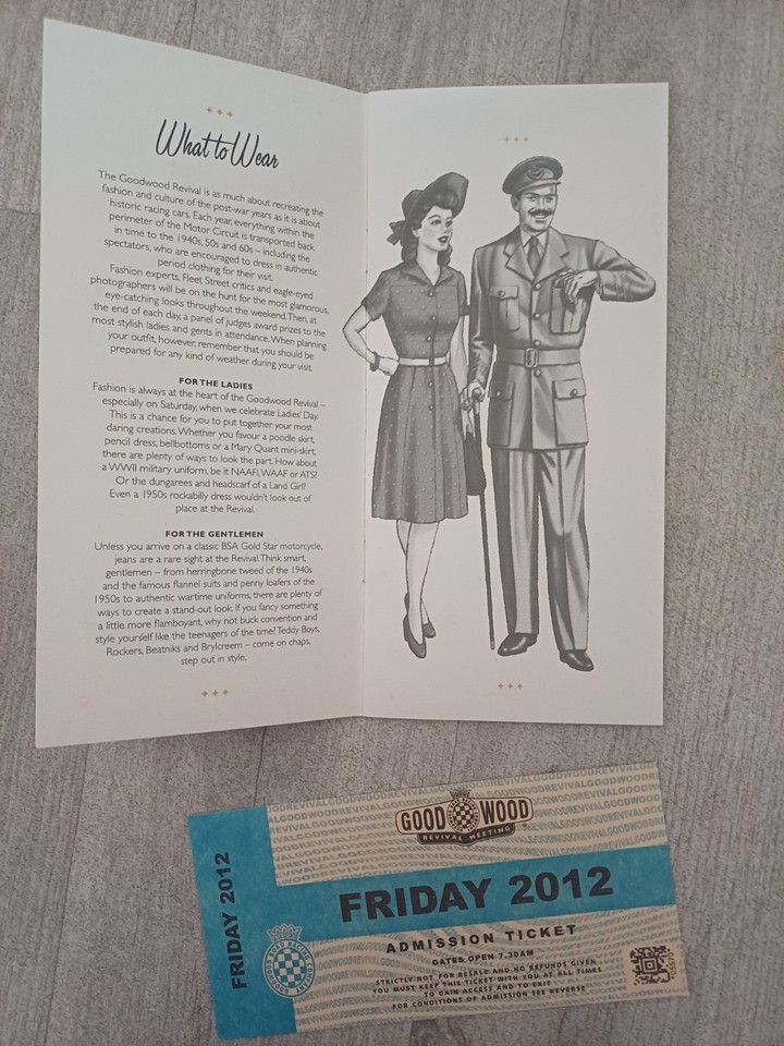 GOODWOOD REVIVAL 2012 TICKET AND YOUR DOCUMENTS TICKET FOLDER WALLET ...