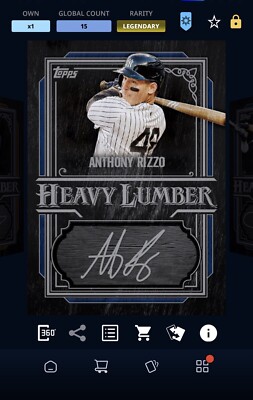 LEGENDARY ANTHONY RIZZO HEAVY LUMBER 25 BLACK SIGNATURE-TOPPS BUNT ...