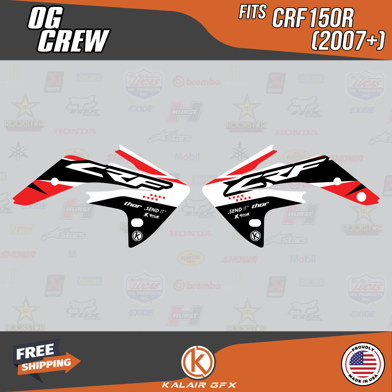 Graphics Kit for Honda CRF150R (2007-2023) CRF 150R OG Crew Series ...