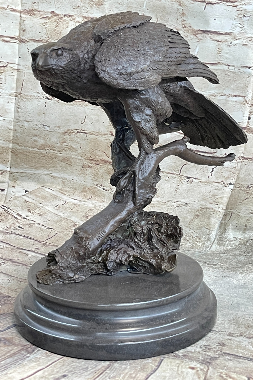 Handmade 100% Real Bronze Statue AMERICAN BALD EAGLE Figure Sculpture ...