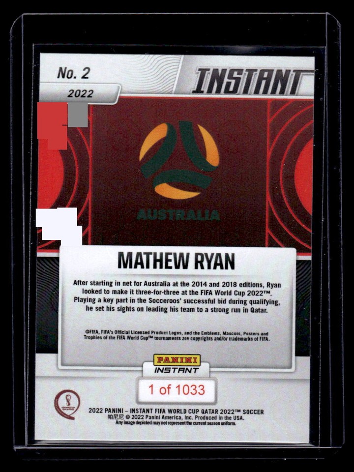 2022 Panini Instant World Cup #2 Matthew Ryan - Australia (PR=1,033) | eBay