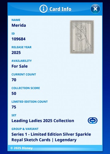 DISNEY COLLECT DIGITAL LEADING LADIES SILVER SPARKLE ROYAL MERIDA (LE ...