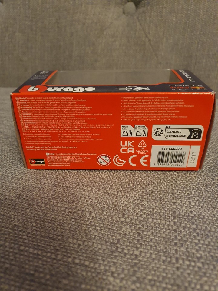 Bburago 1:43 F1 model 2024 Oracle Red Bull RB20 Max Verstappen. New In ...