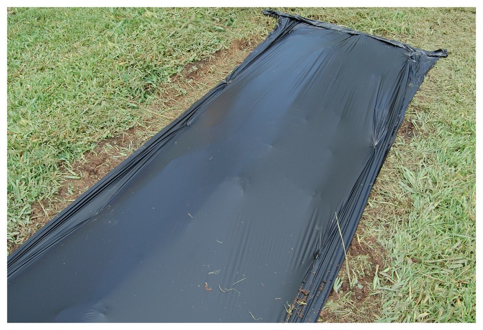 Black Embossed Plastic Mulch Ground Cover - 1.0 mil, 4 ft x 25 ft Roll ...