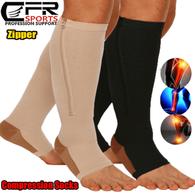 Copper Zipper Compression Socks Support Graduated Stockings Mens Women ...
