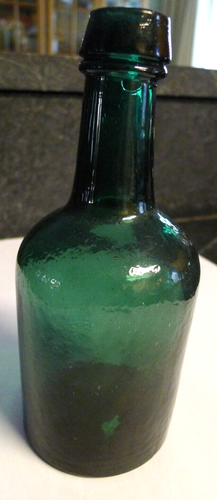 Antique Dark Olive Green Glass Bottle Applied Top/Neck Pontil Scar ...