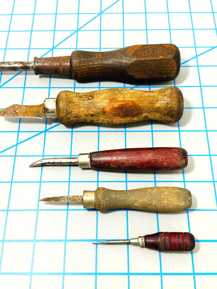 Wooden Handle Tools Lot of 5 Vintage Hand Tools | eBay