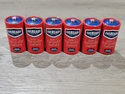 6 VINTAGE C BATTERIES EVEREADY CAT TRANSISTOR BATTERY NO. 1035 UNION ...