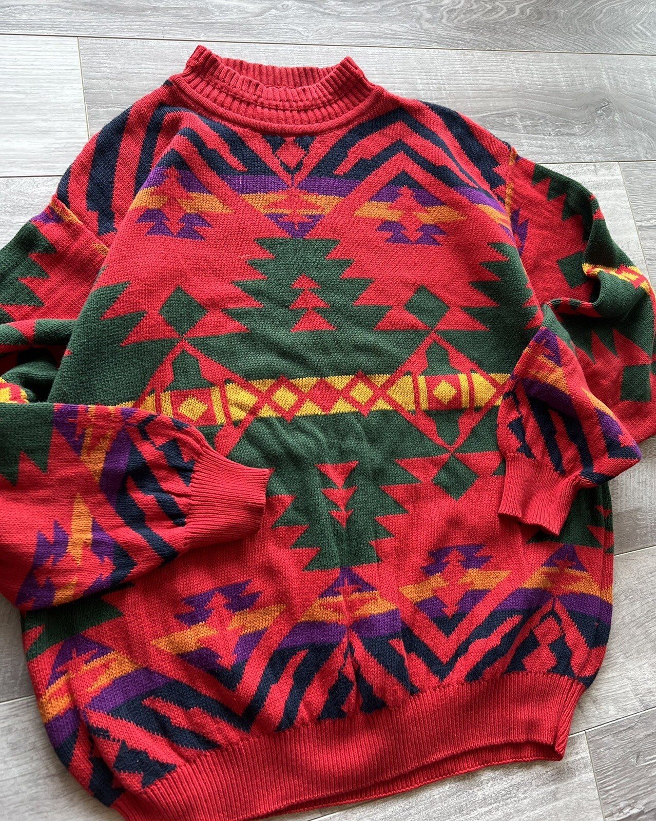 Vintage United Colors Of Benetton Aztec Pattern Sweater MadeIn Italy ...