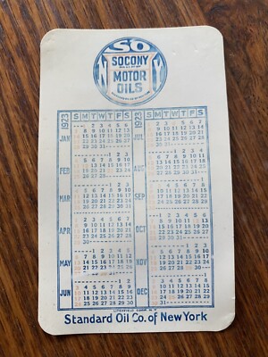 SOCONY Motor Oils Plastic 1923/1924 Calendar | eBay