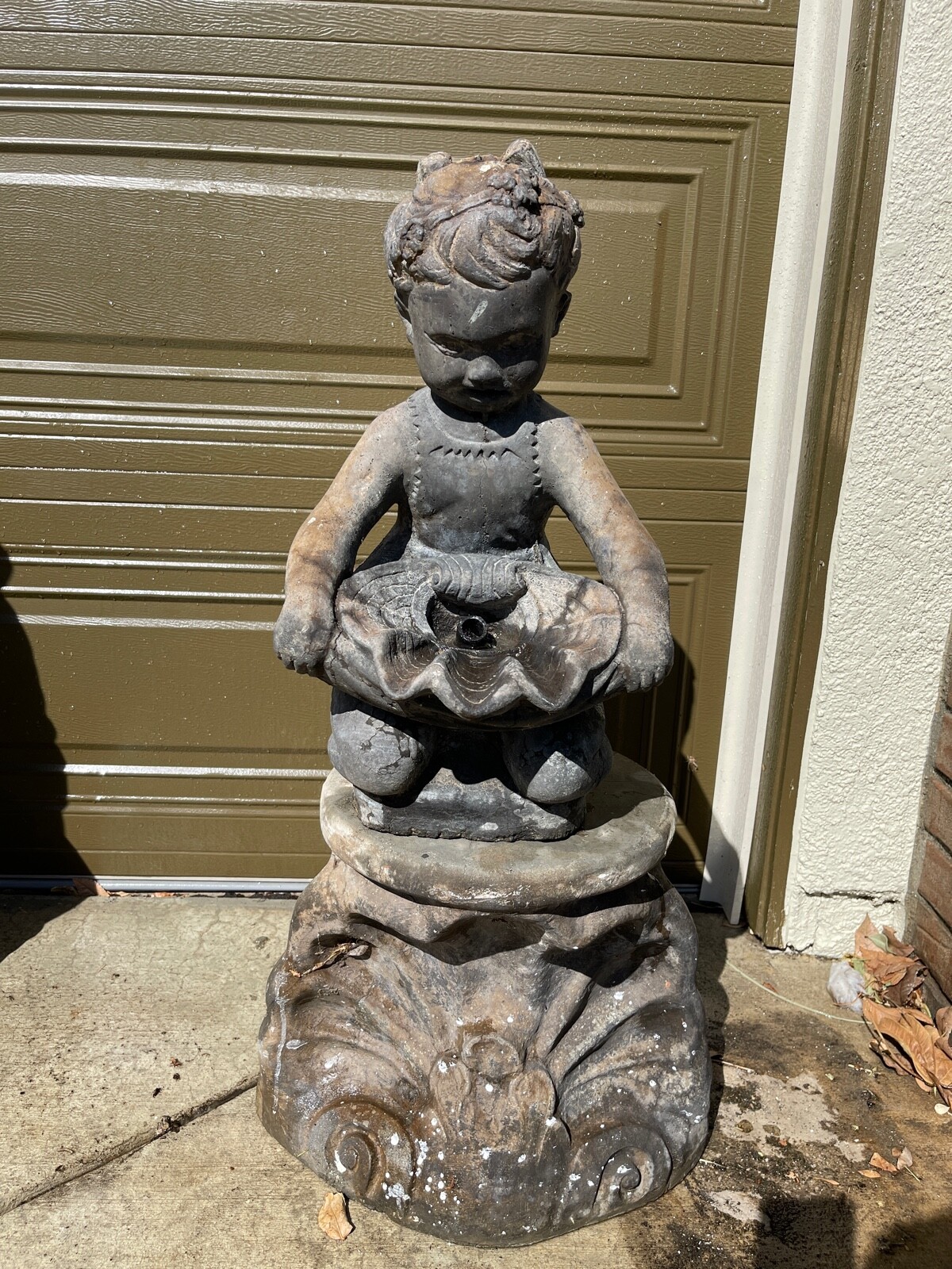 Vintage Garden Art Cement Girl Fountain Topper | eBay