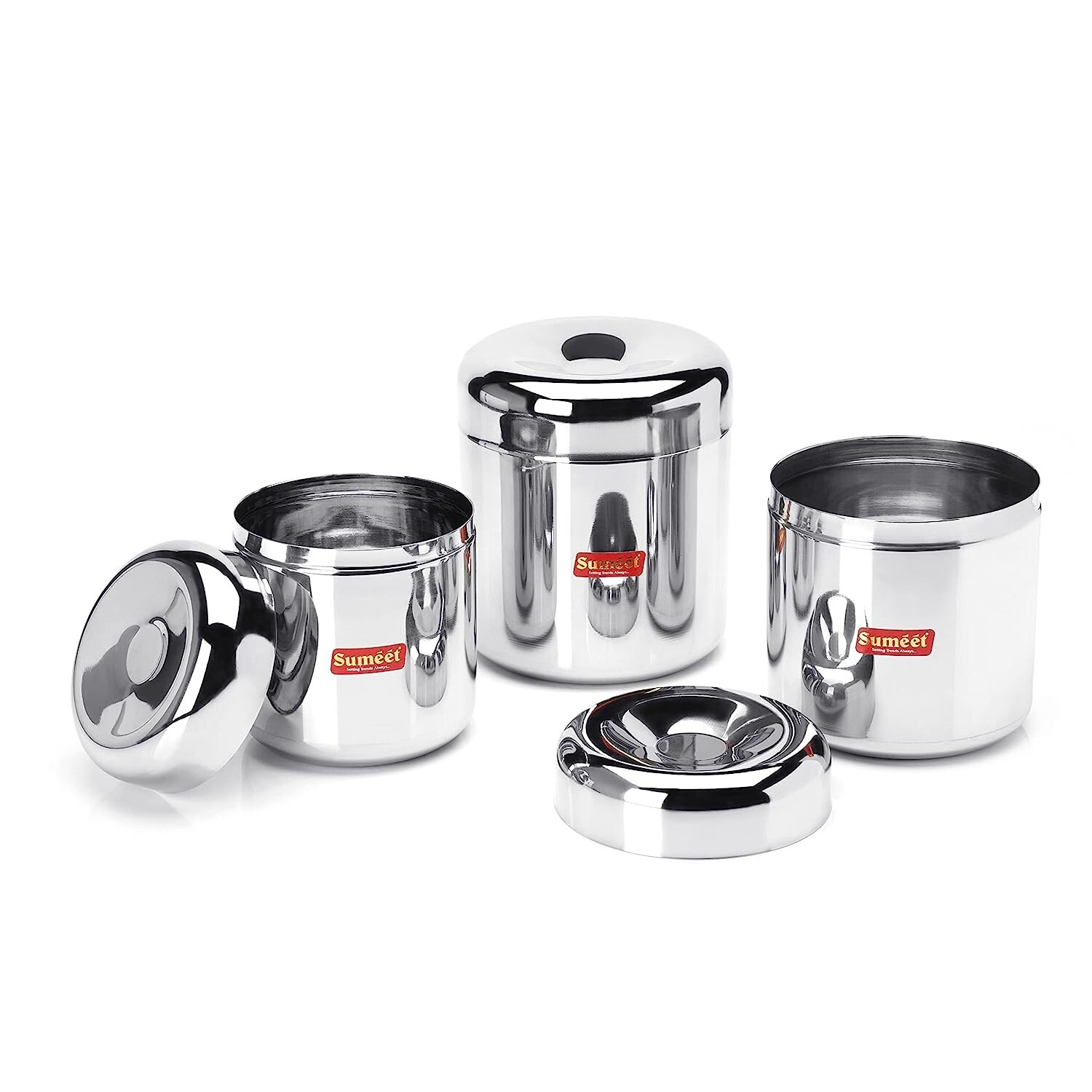 Stainless Steel Vertical Utility Canisters/Dabba/Storage Containers Set ...