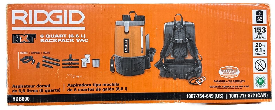 NEW RIDGID 6 Qt. (1.5 Gal.) NXT Backpack Vacuum Cleaner | eBay