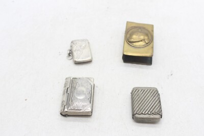 F x4 Vintage Vesta Cases, Matchbox Sleeve, Silver Plate, Silver 925 ...