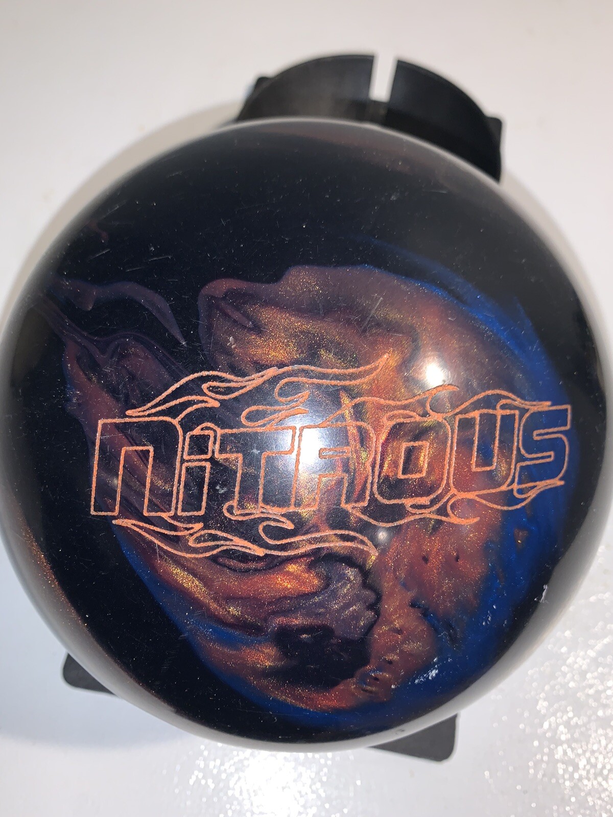 NITROUS Pearl Ebonite Black Blue Orange Reactive Resin Used Bowling ...