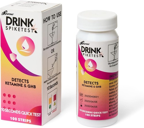 Spike Drink Test Strips Detector for Beverage Safety, 100 Count, 10 ...