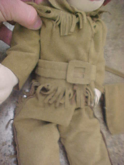 Vintage Daniel Boone Davy Crockett folk art doll suede cloth 16" tall ...