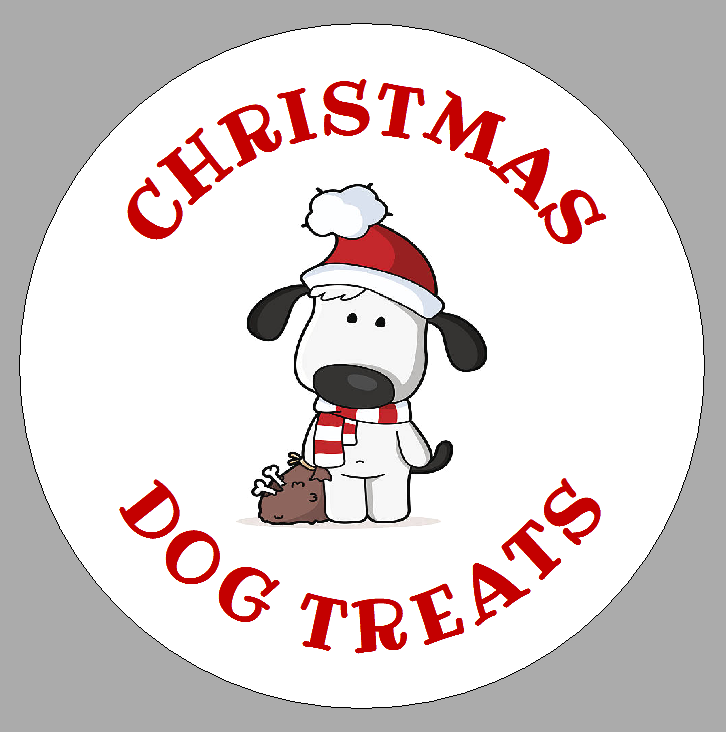 Circular Christmas Dog Treat Labels Round Gift Packet or Jar Stickers ...
