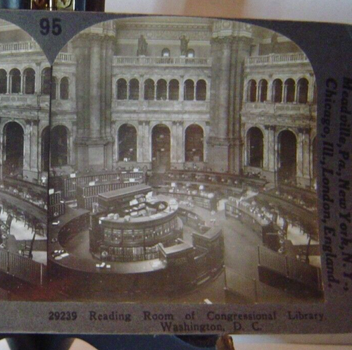 Keystone Stereo View Card Reading Room of Congressional Libary ...