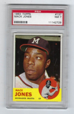 1963 Topps baseball card #137 Mack Jones, Milwaukee Braves graded PSA 7 ...