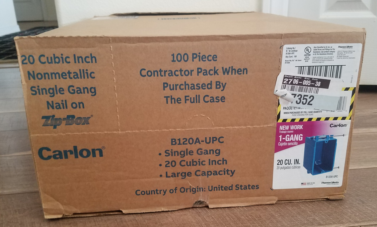 Carlon 1-Gang Nail-on Work Electrical Switch/Outlet Bo cu. in. B118A ...