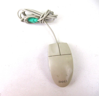 DELL PS/2 Wired Mouse Corded Trackball BEIGE PS2 2 Button LOGITECH M ...