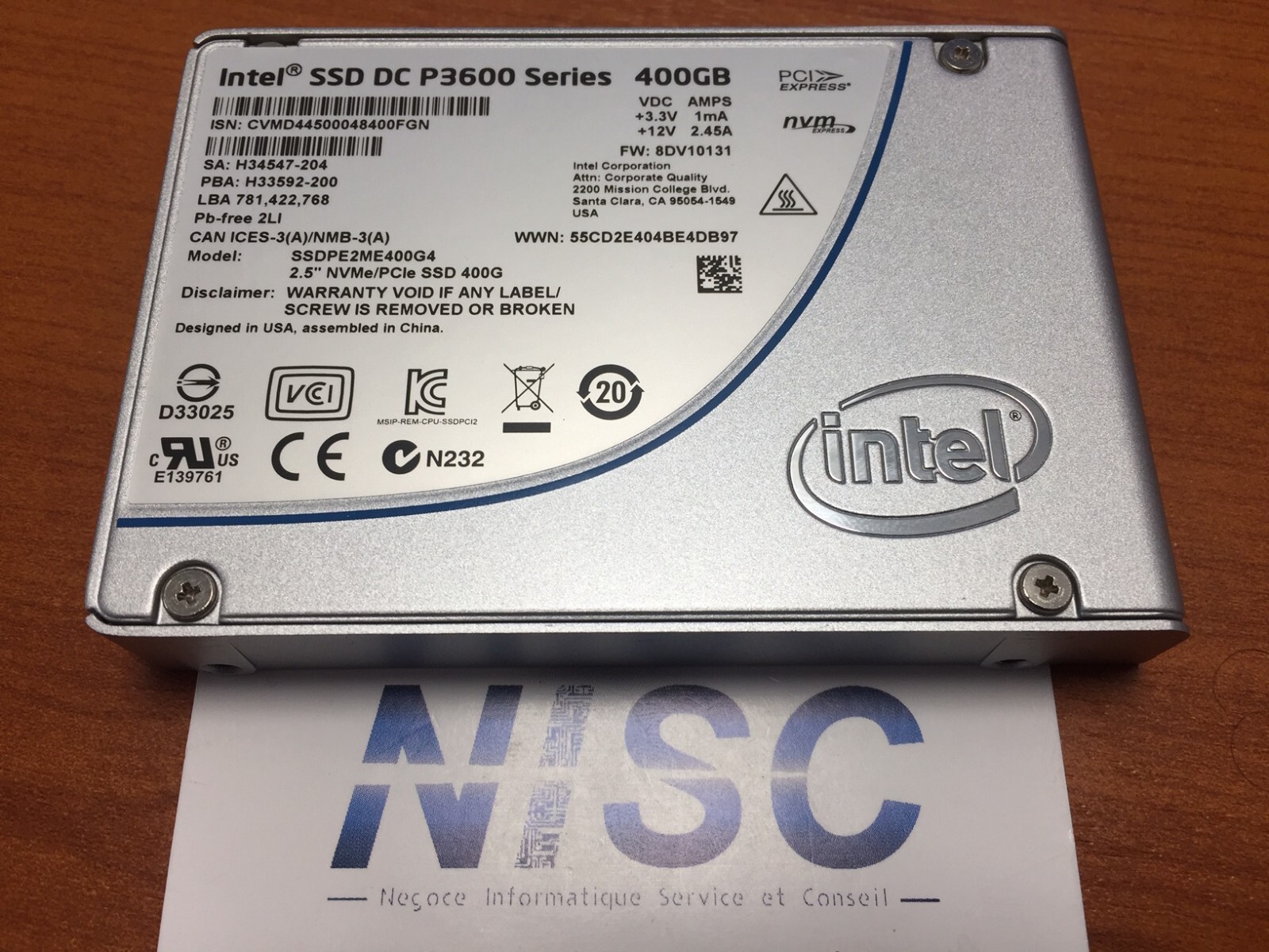 INTEL - SSD 400Go DC P3600 NVMe - P/N : SSDPE2ME400G4 | eBay